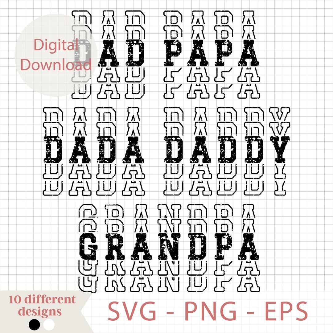 Stacked Distressed Dad SVG Bundle, Father’s Day Sublimation Design ...