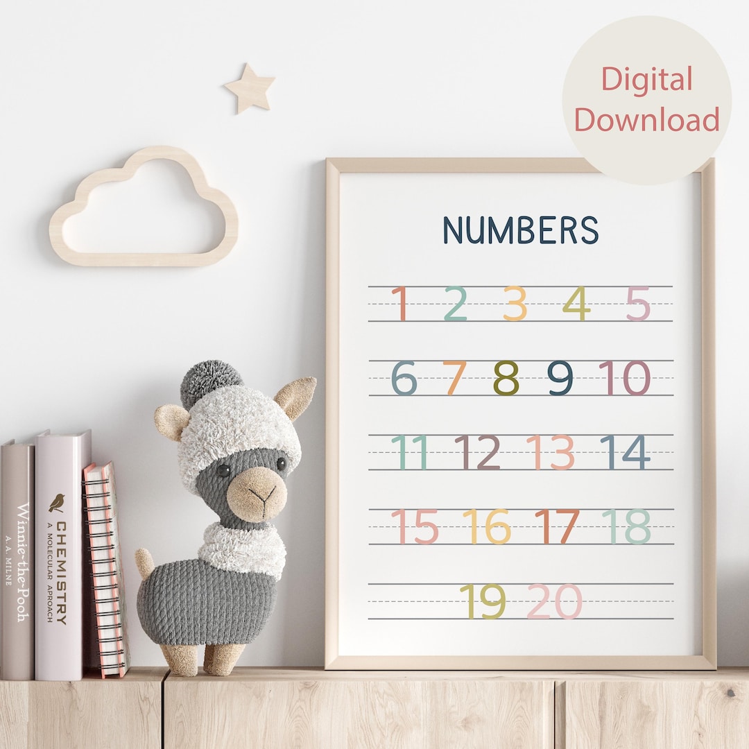 Count to 20 Printable Poster, 1-20 Numbers Chart, Numbers Educational ...