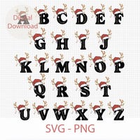 Christmas Reindeer Alphabet SVG Bundle, A-Z Letters Svg, Christmas ...