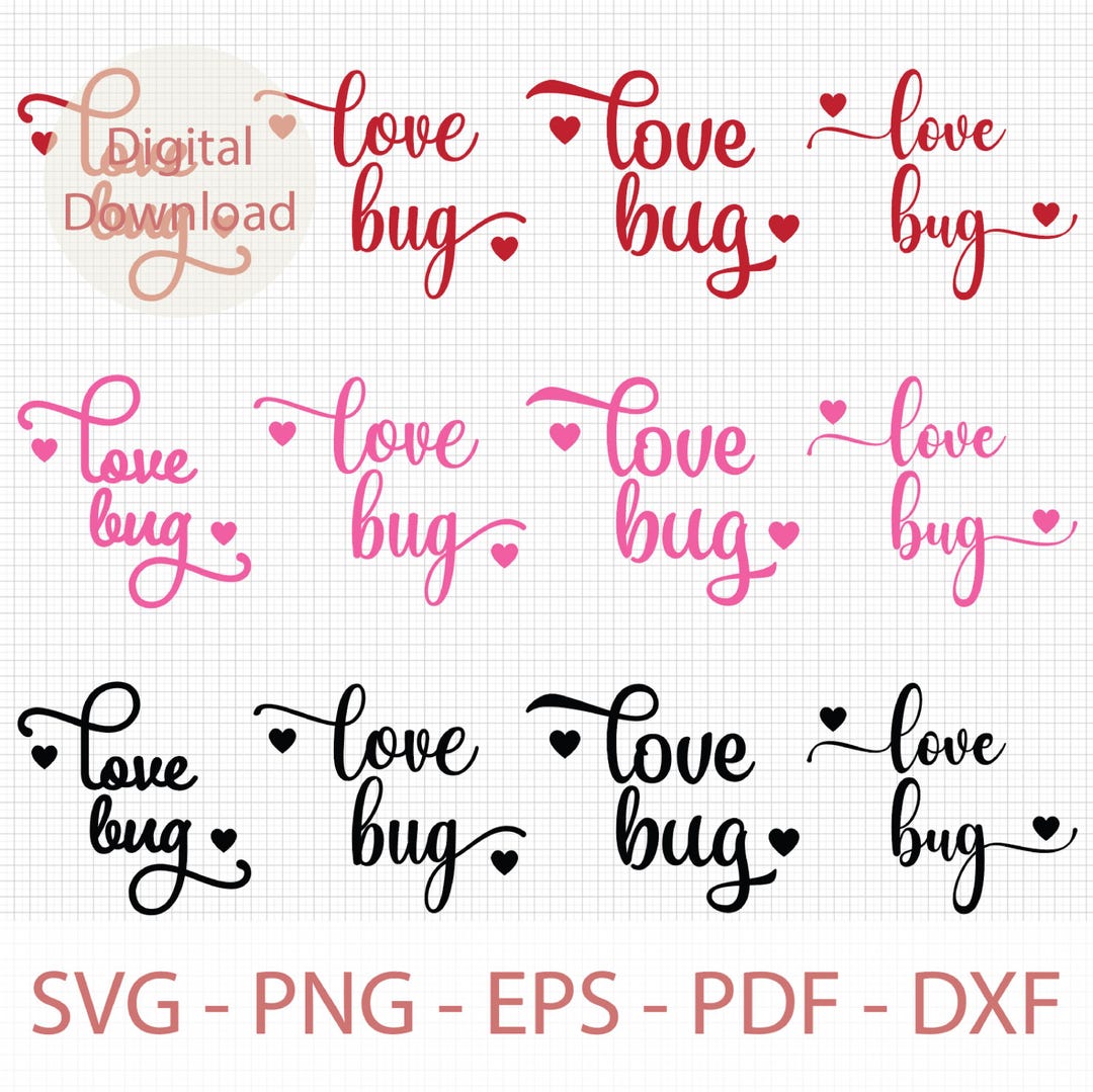 Love Bug Svg With Heart, Love Bug Svg, Valentine's Day Svg, Heart Svg ...