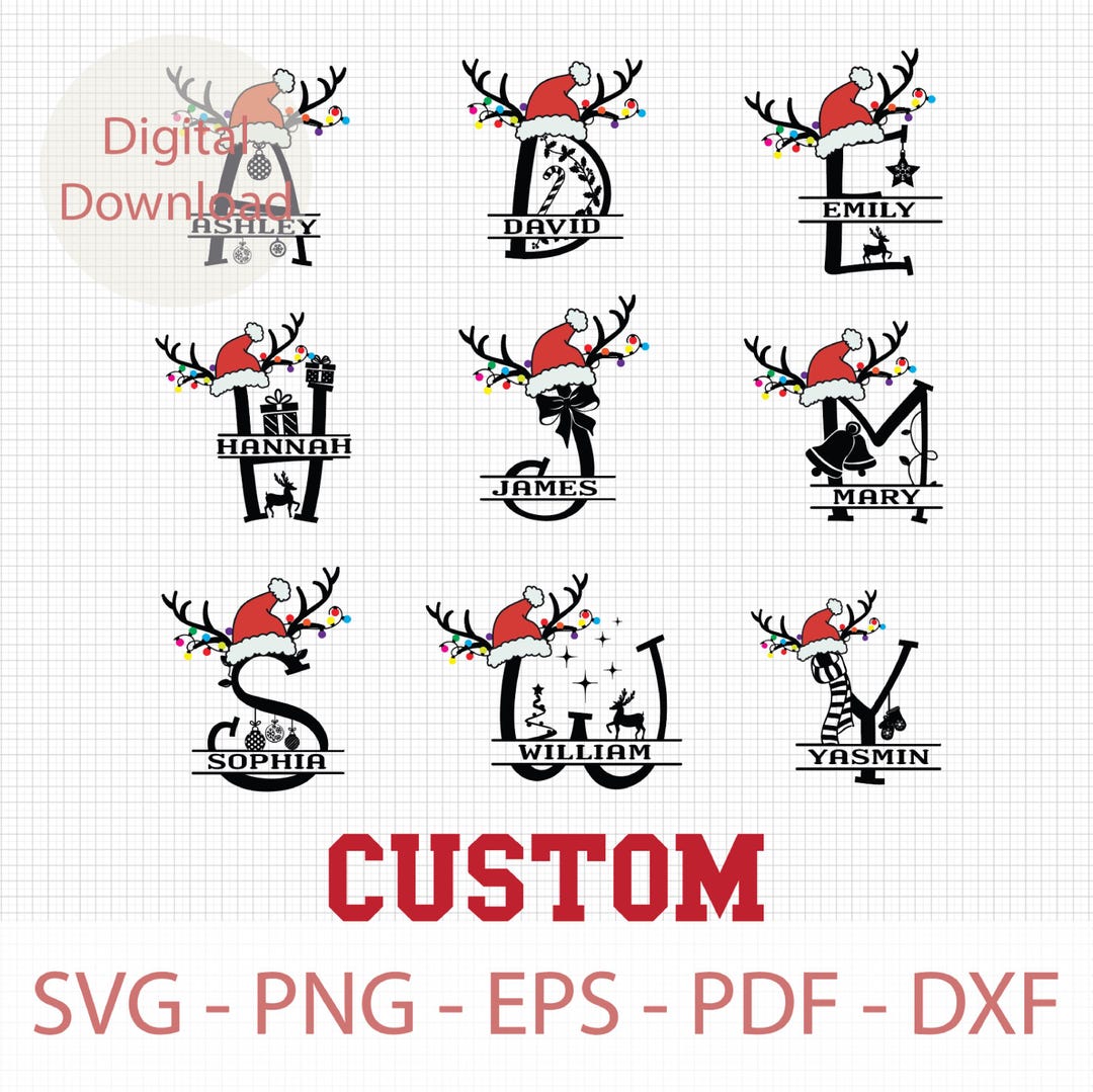 Personalized Name Christmas Monogram Svg, Custom Name Christmas Png ...