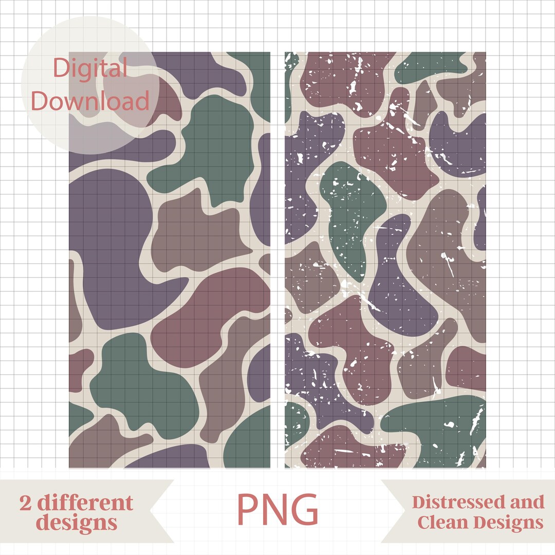 Seamless Duck Camo Digital Paper PNG, Distressed & Clean Camo Patterns, Retro Camouflage ...