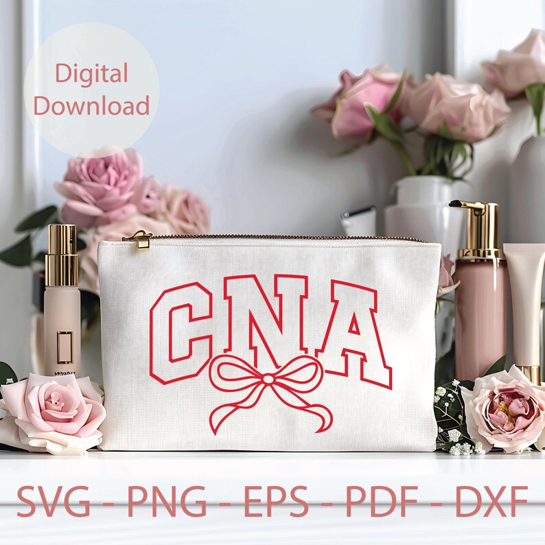 CNA Bow SVG | Coquette Outline Varsity Letter Design | Cna Cut File for ...
