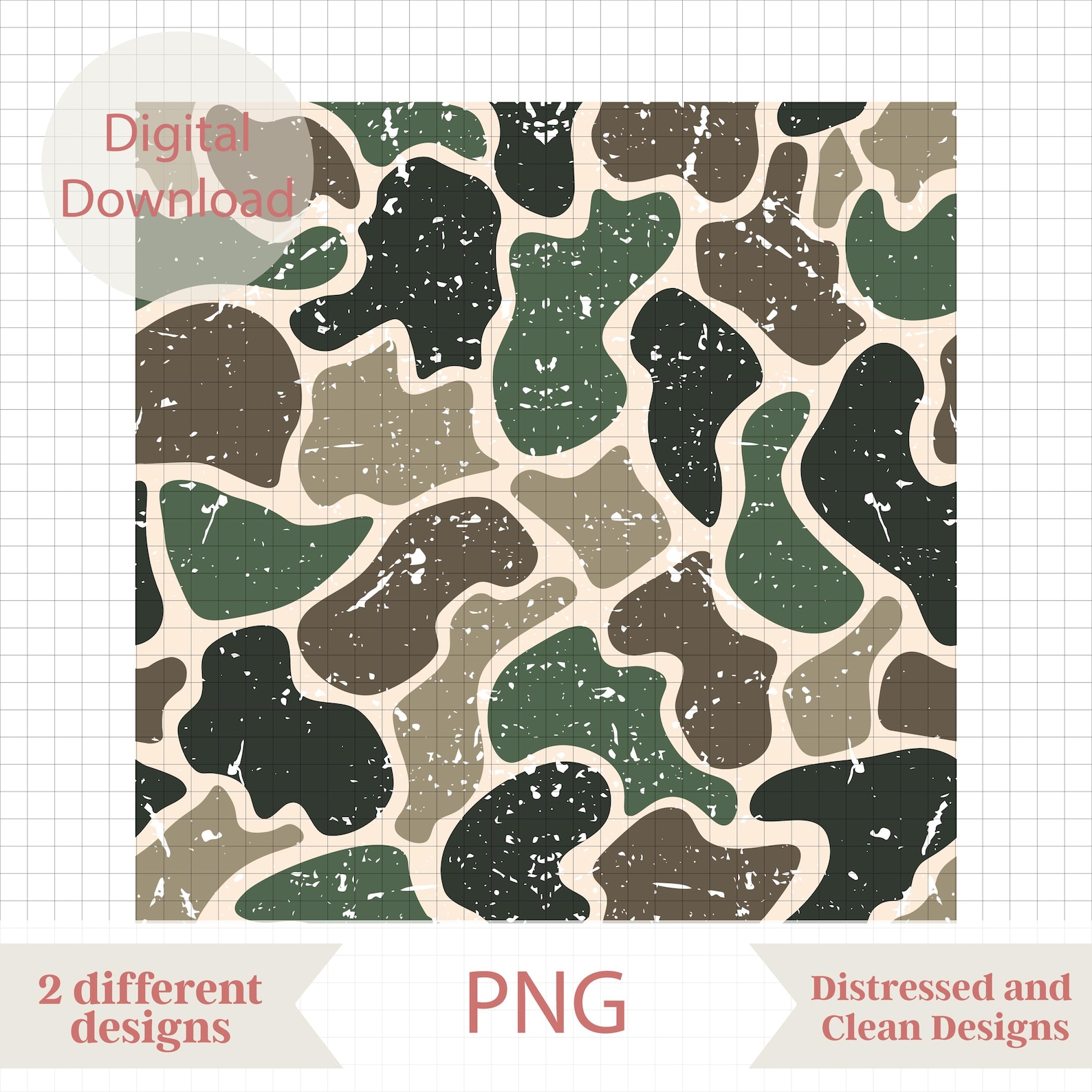 Marsh Old School Camo Seamless Pattern PNG, Distressed & Clean Camo ...