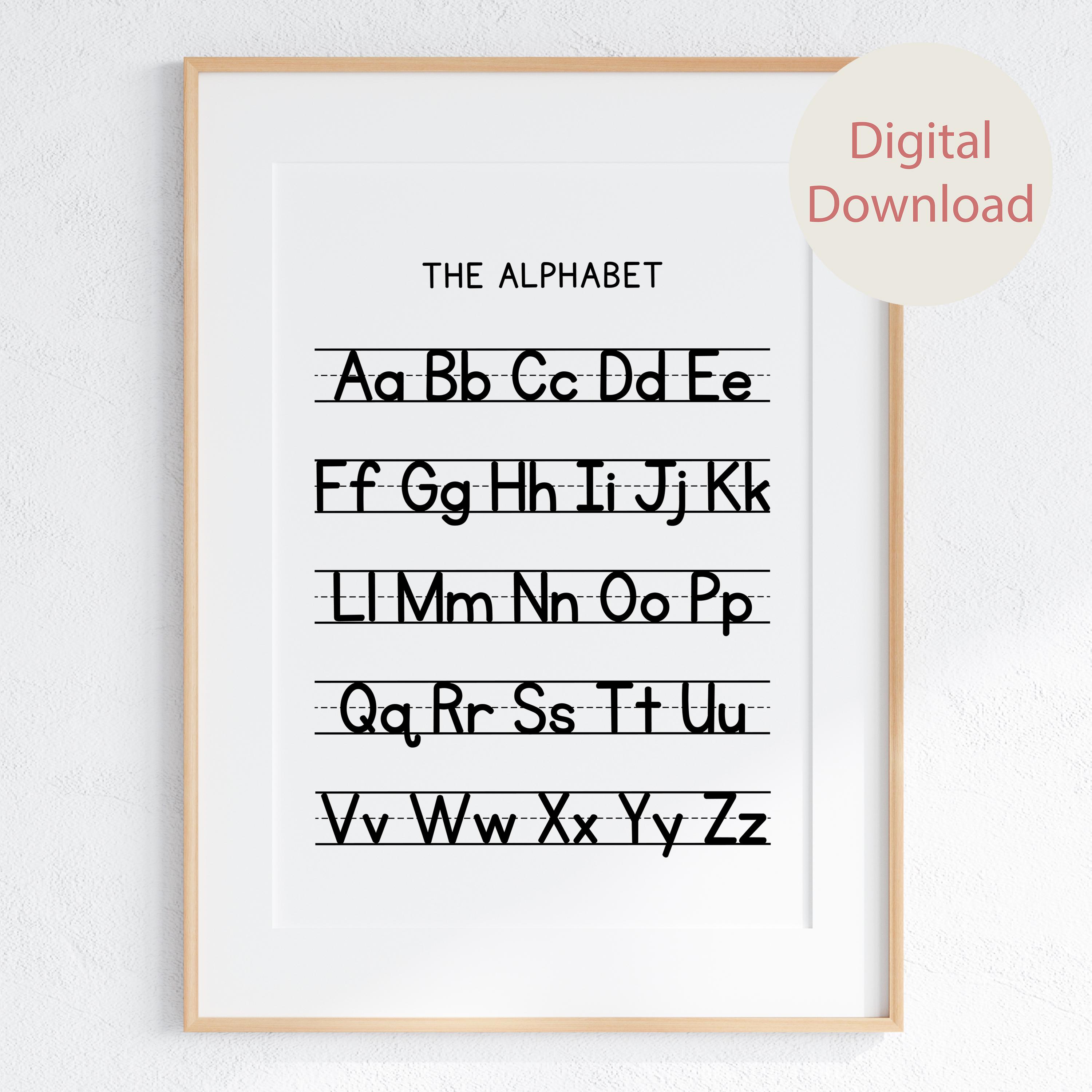 Black & White Alphabet Poster, Homeschool Educational Poster ...