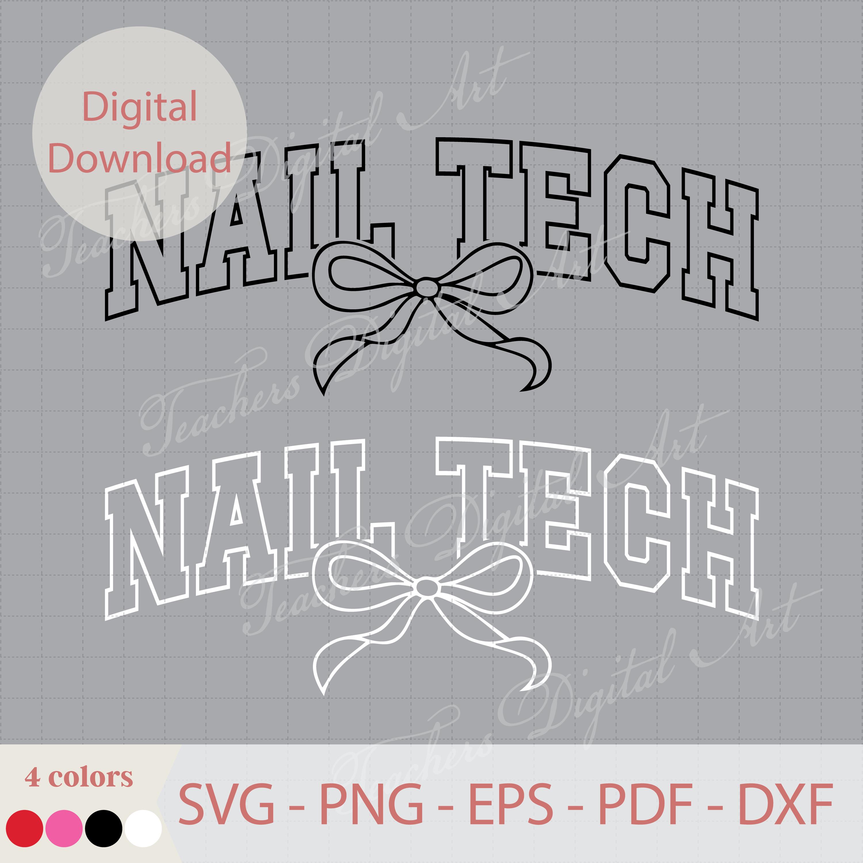 Nail Tech Bow SVG | Varsity Letter Nail Technician Cut File | Beauty ...