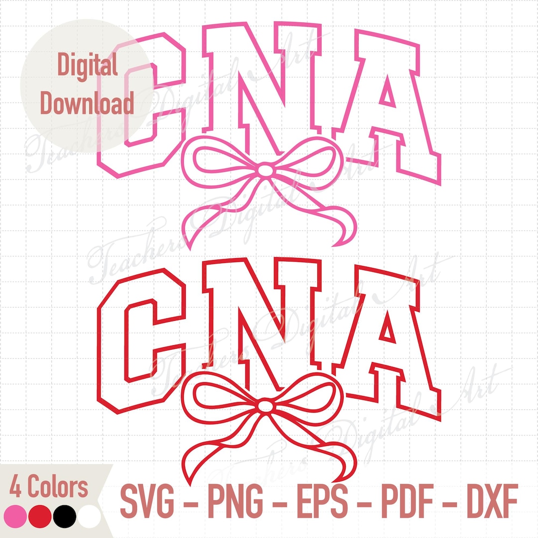 CNA Bow SVG | Coquette Outline Varsity Letter Design | Cna Cut File for ...