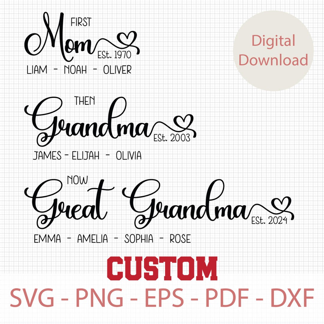 Personalized Mom Grandma Great Grandma Svg, Mom Grandma Great Grandma ...