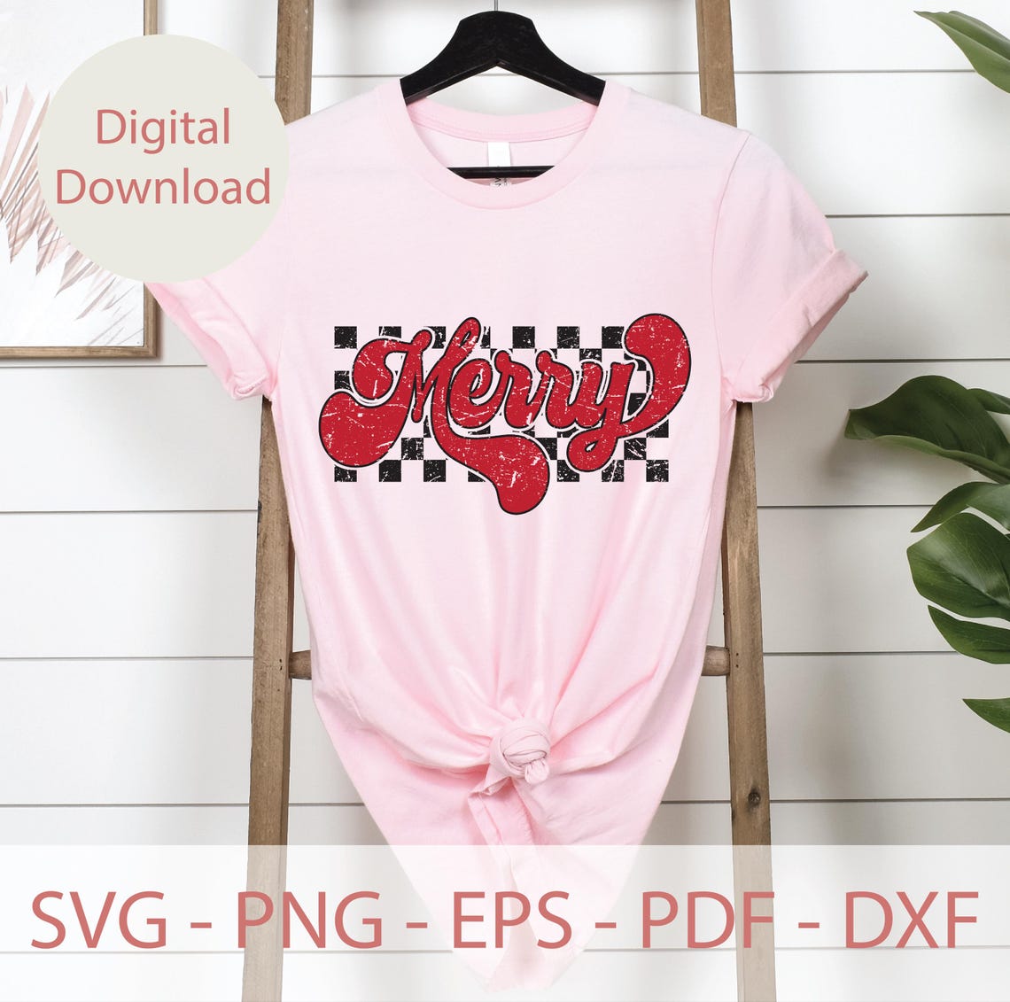 Retro Checkered Merry Svg, Checkered Merry Christmas Svg Png, Christmas ...