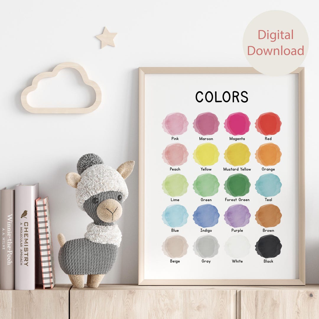 Colors Educational Poster, Homeschool Learning Prints, Colors ...