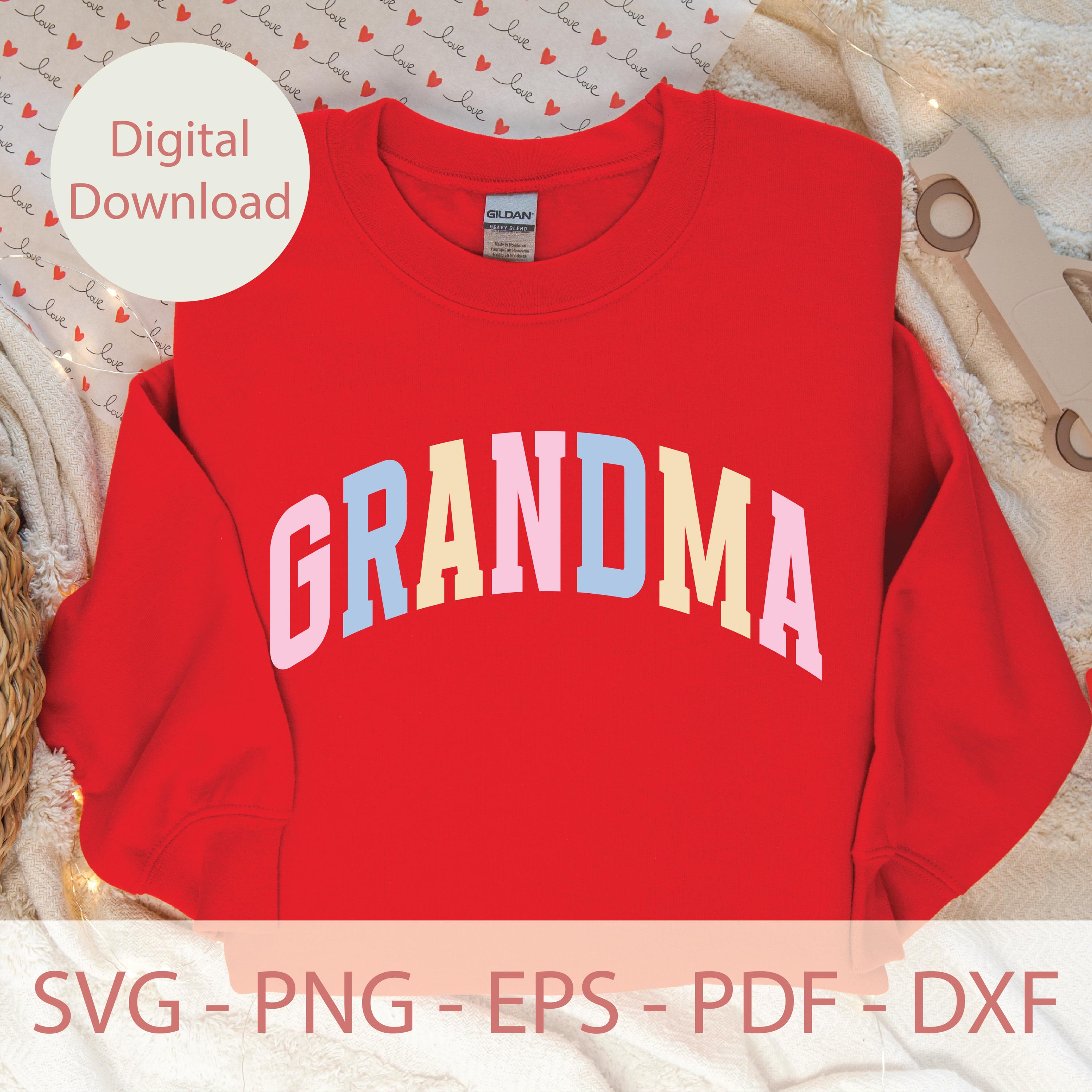 Grandma Svg Png, Grandma Outline Svg, Retro College Style Grandma Png ...