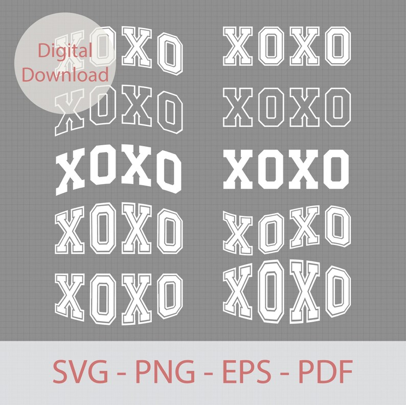 Xoxo Svg, Xoxo Varsity Bundle Svg, Xoxo Png Designs, Xoxo Png, Xoxo ...