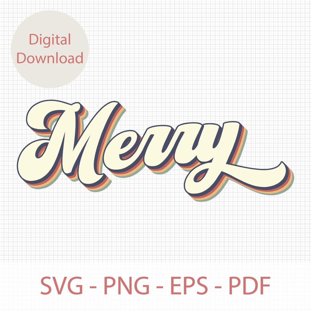 Retro Font Merry Svg, Merry Christmas Svg Png, Christmas Merry Svg ...