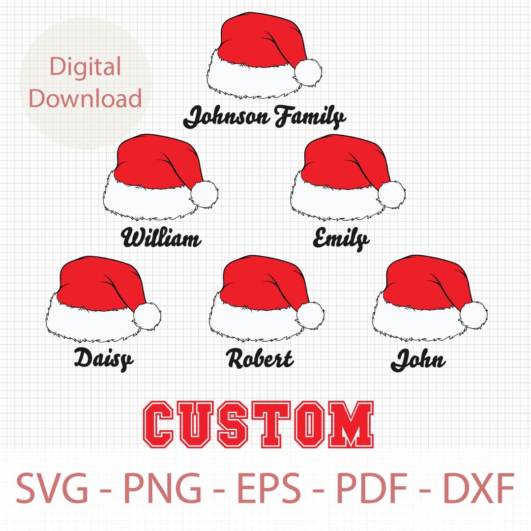 Custom Name Santas Hat Svg, Santa Hat Svg, Personalized Santa Hat Svg ...