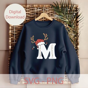 Reindeer Christmas Monogram Svg, Christmas Alphabet SVG Bundle ...