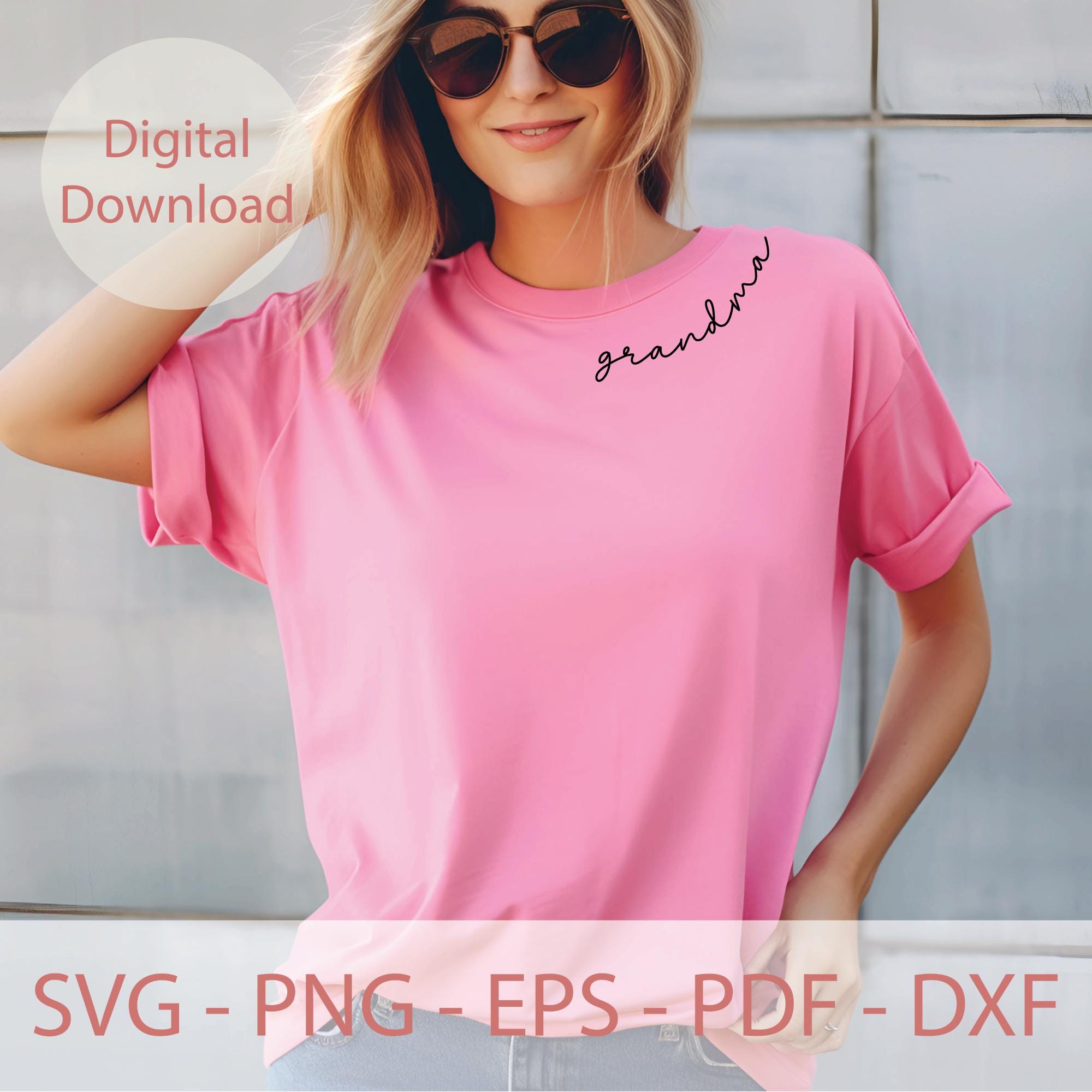 Grandma Mama Collar SVG, Aunt Nana Oma Mimi Gigi Curved Neckline Design ...