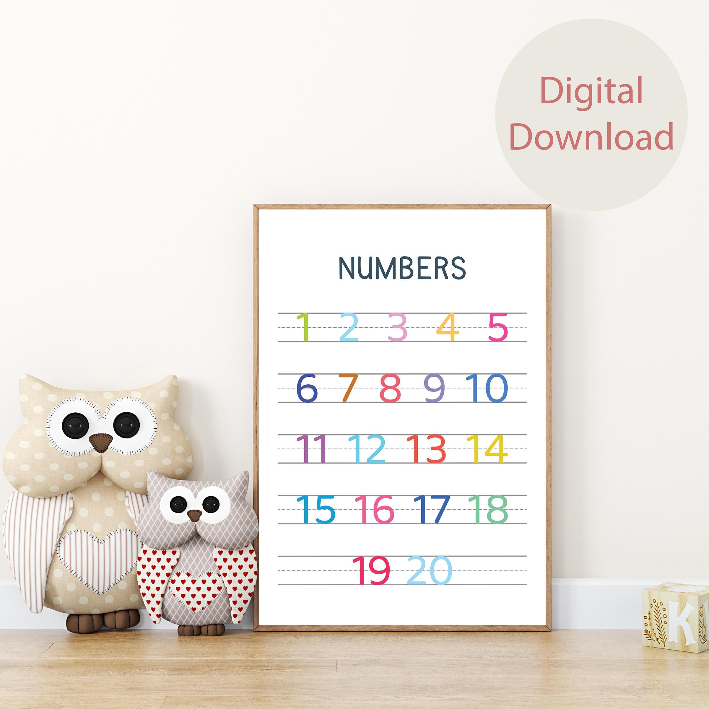 Count to 20 Printable Poster, 1-20 Numbers Chart, Numbers Educational ...
