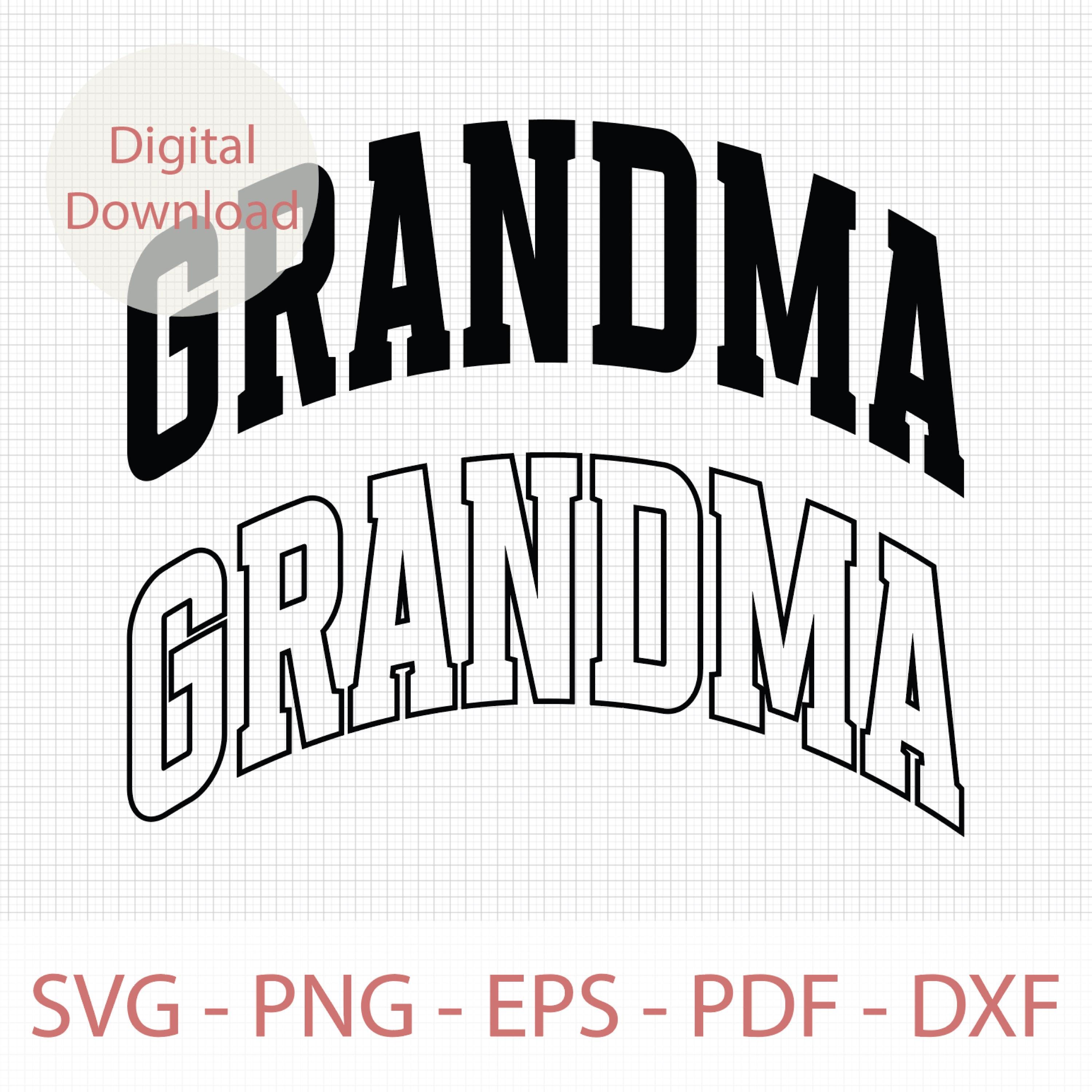 Grandma Svg Png, Grandma Outline Svg, Retro College Style Grandma Png ...