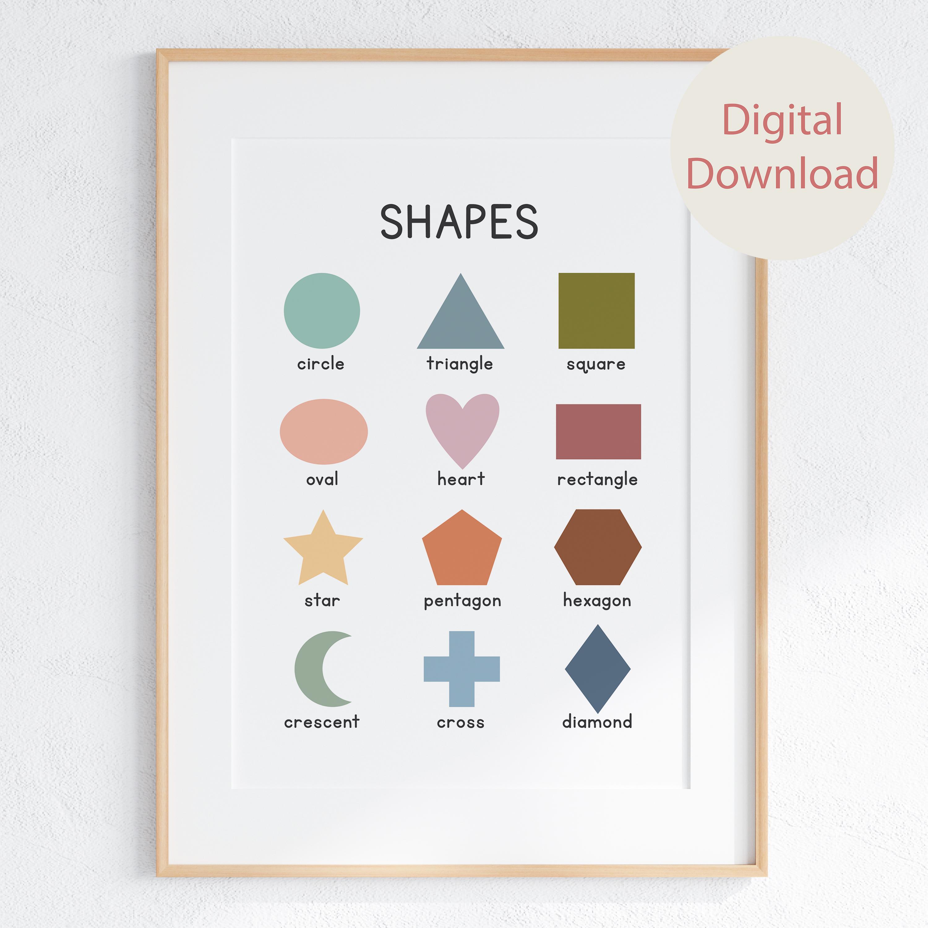 Shapes Poster, Pastel Shapes Print, Educational Wall Art, Montessori ...