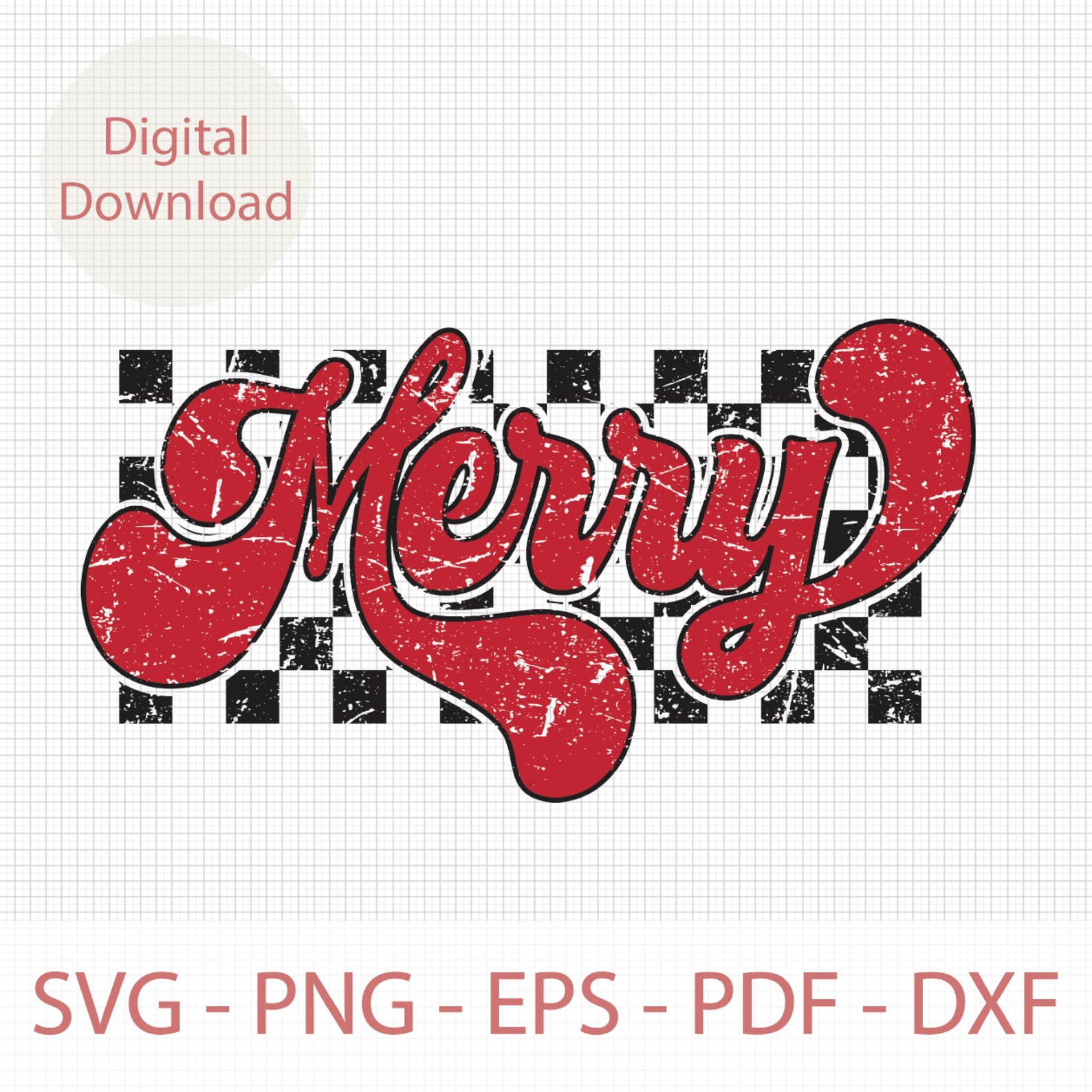 Retro Checkered Merry Svg, Checkered Merry Christmas Svg Png, Christmas ...