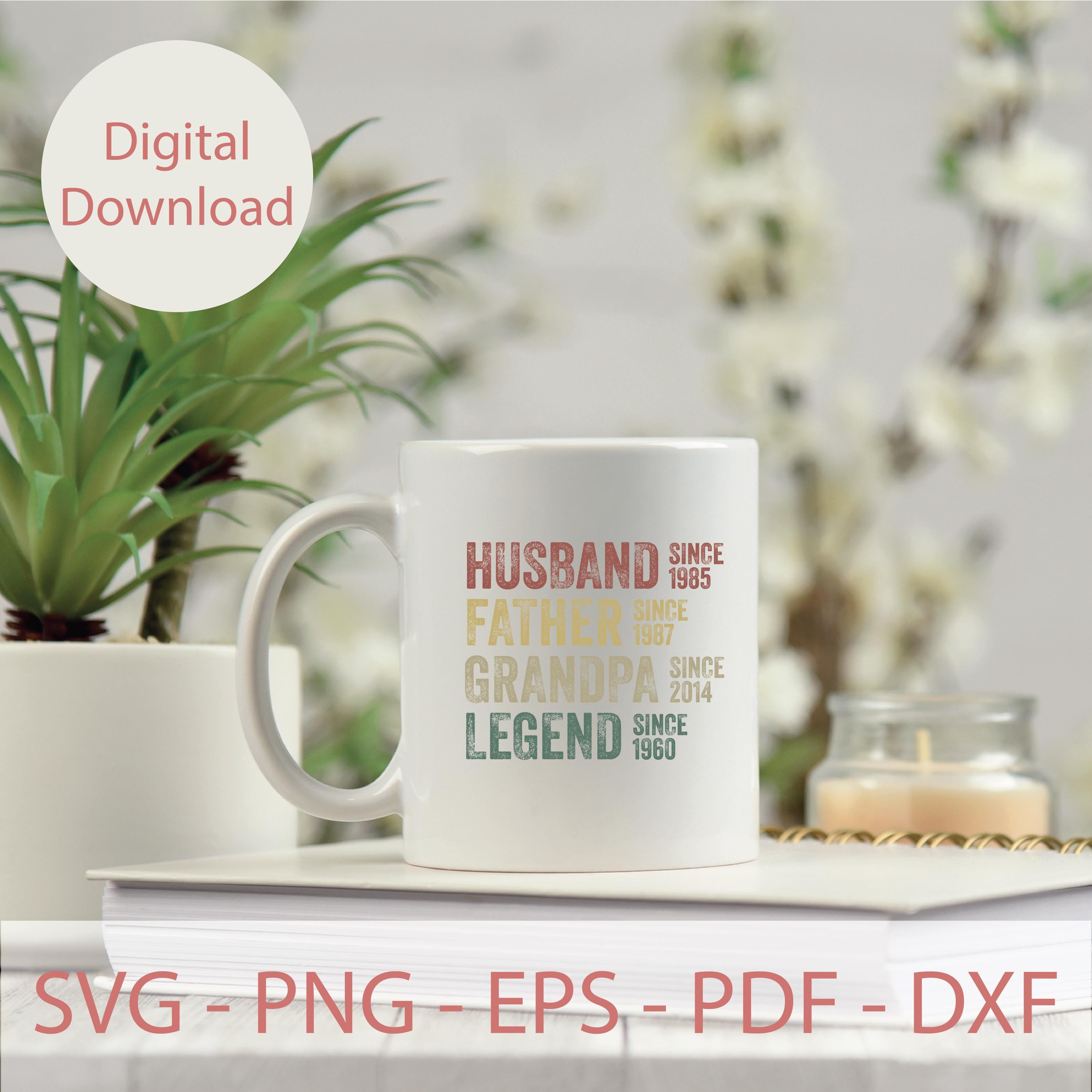 Husband Father Grandpa Legend SVG PNG, Dad Life SVG, Dad Grandpa Tee ...