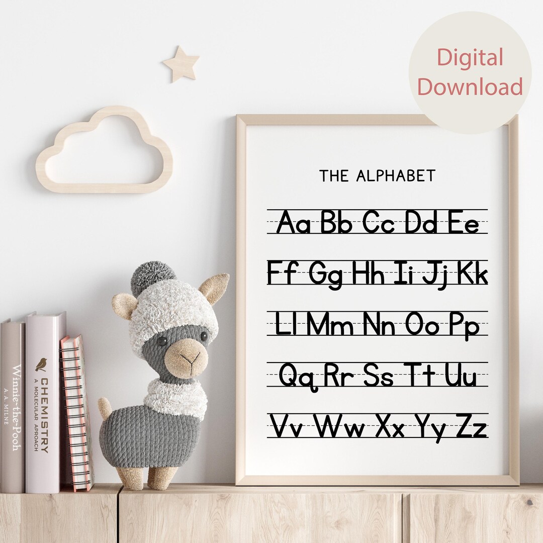 Black & White Alphabet Poster, Homeschool Educational Poster ...