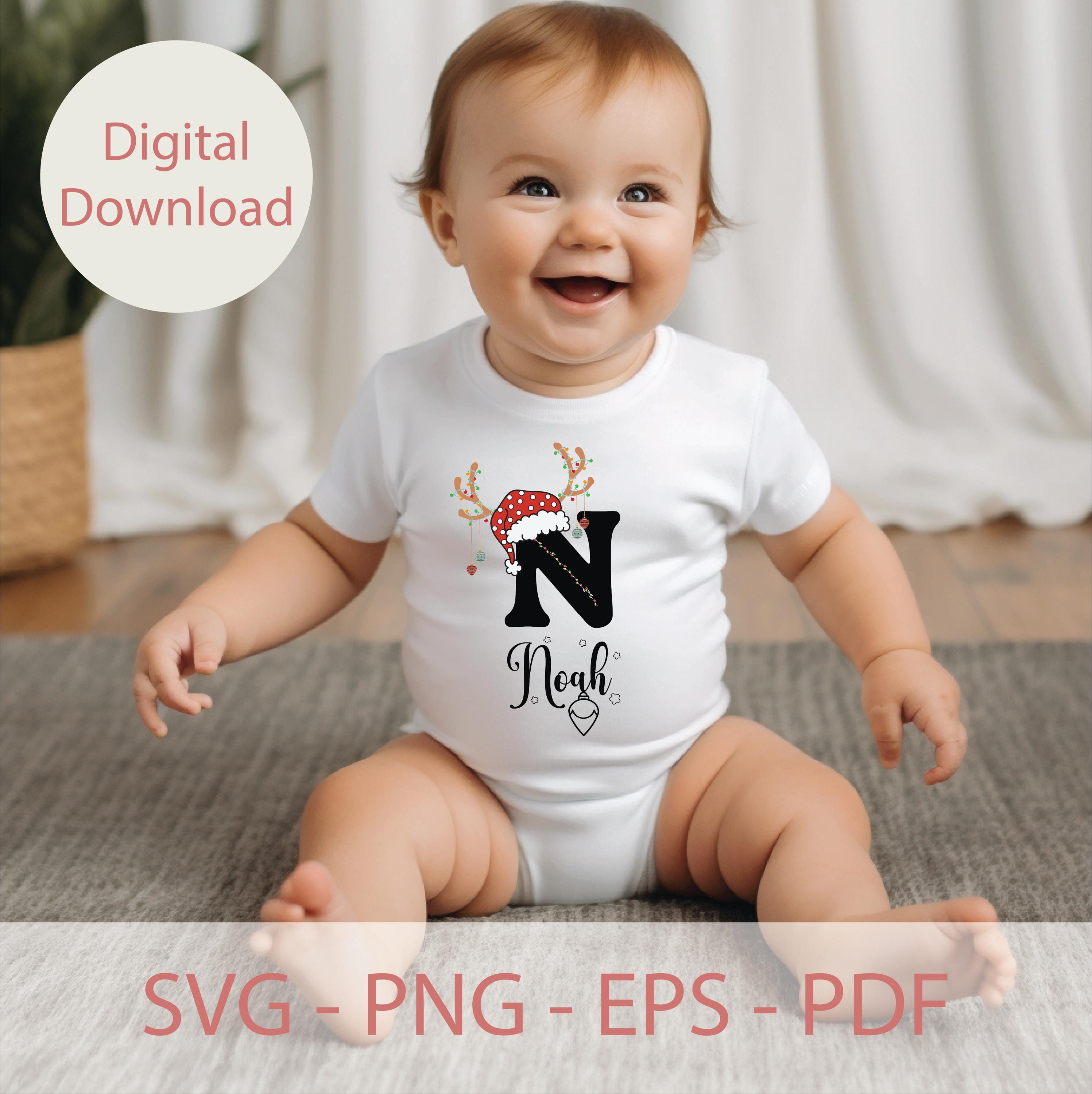 Personalized Christmas Monogram Svg, Custom Reindeer Alphabet A-Z Png ...