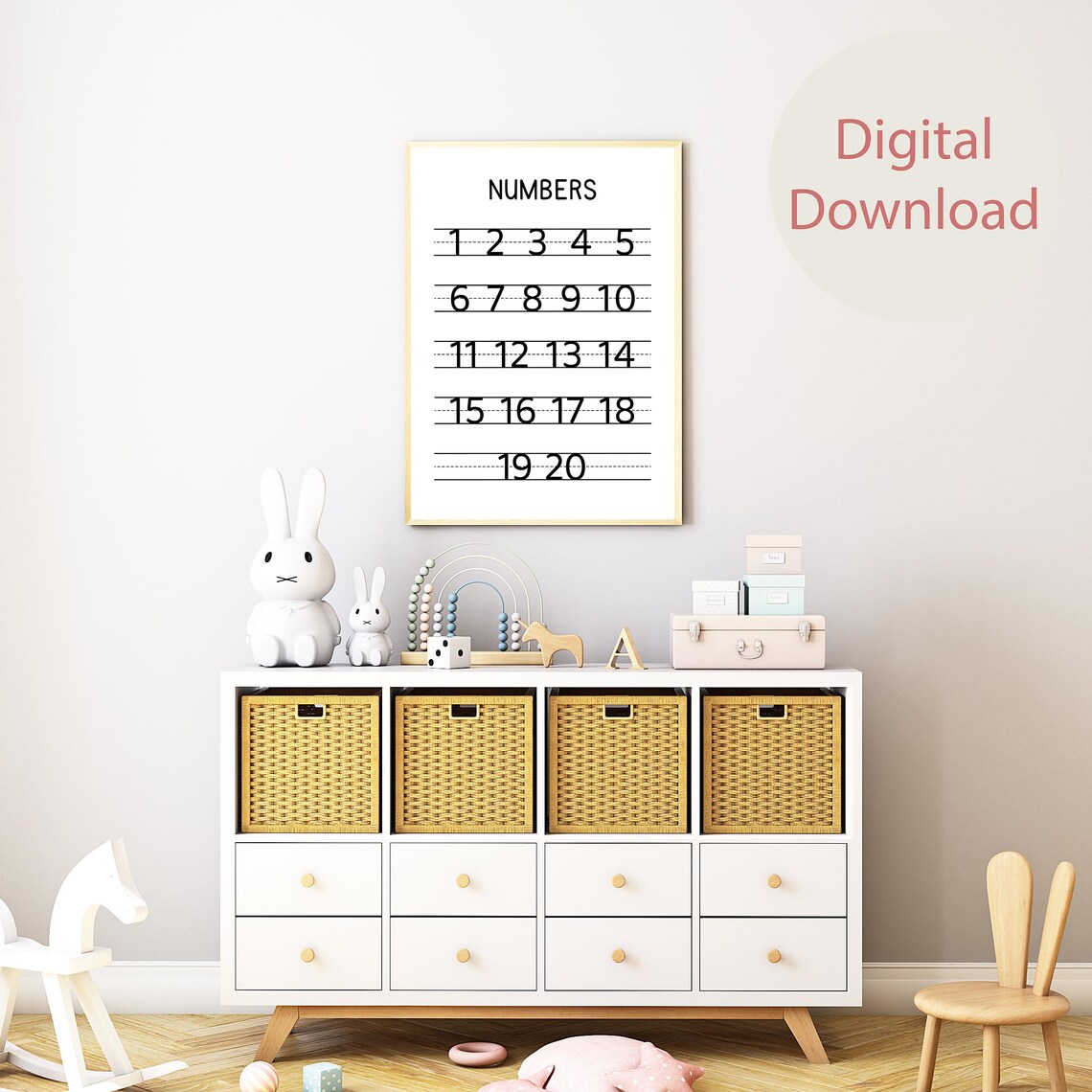 Black & White Count to 20 Printable Poster, 1-20 Numbers Chart, Numbers ...