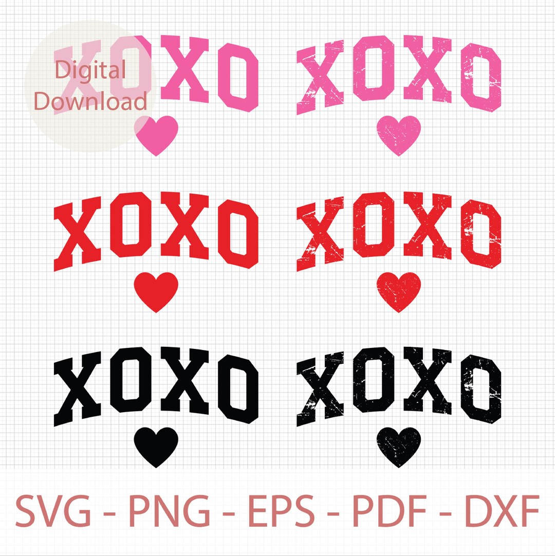 Xoxo Heart Svg, Xoxo Bundle Designs, Varsity Xoxo Svg, Xoxo Png ...