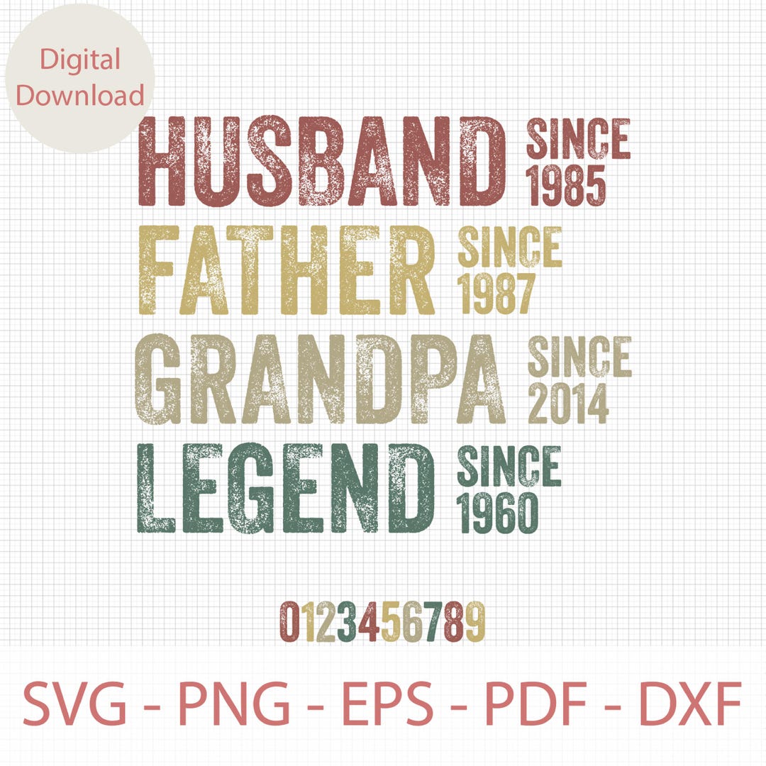 Husband Father Grandpa Legend SVG PNG, Dad Life SVG, Dad Grandpa Tee ...