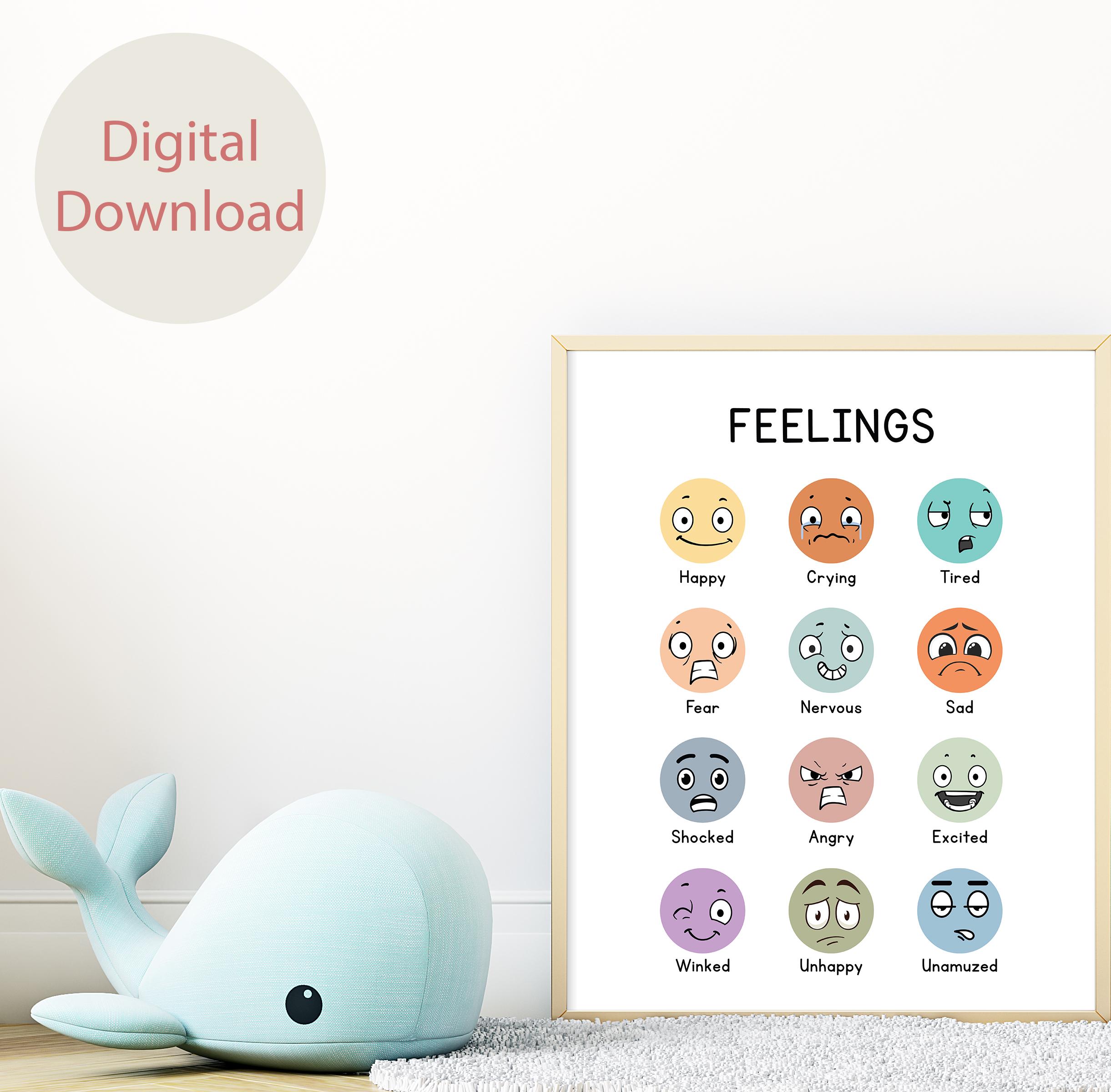 Feelings Poster, Emotions Chart for Toddlers, Montessori Homeschool ...