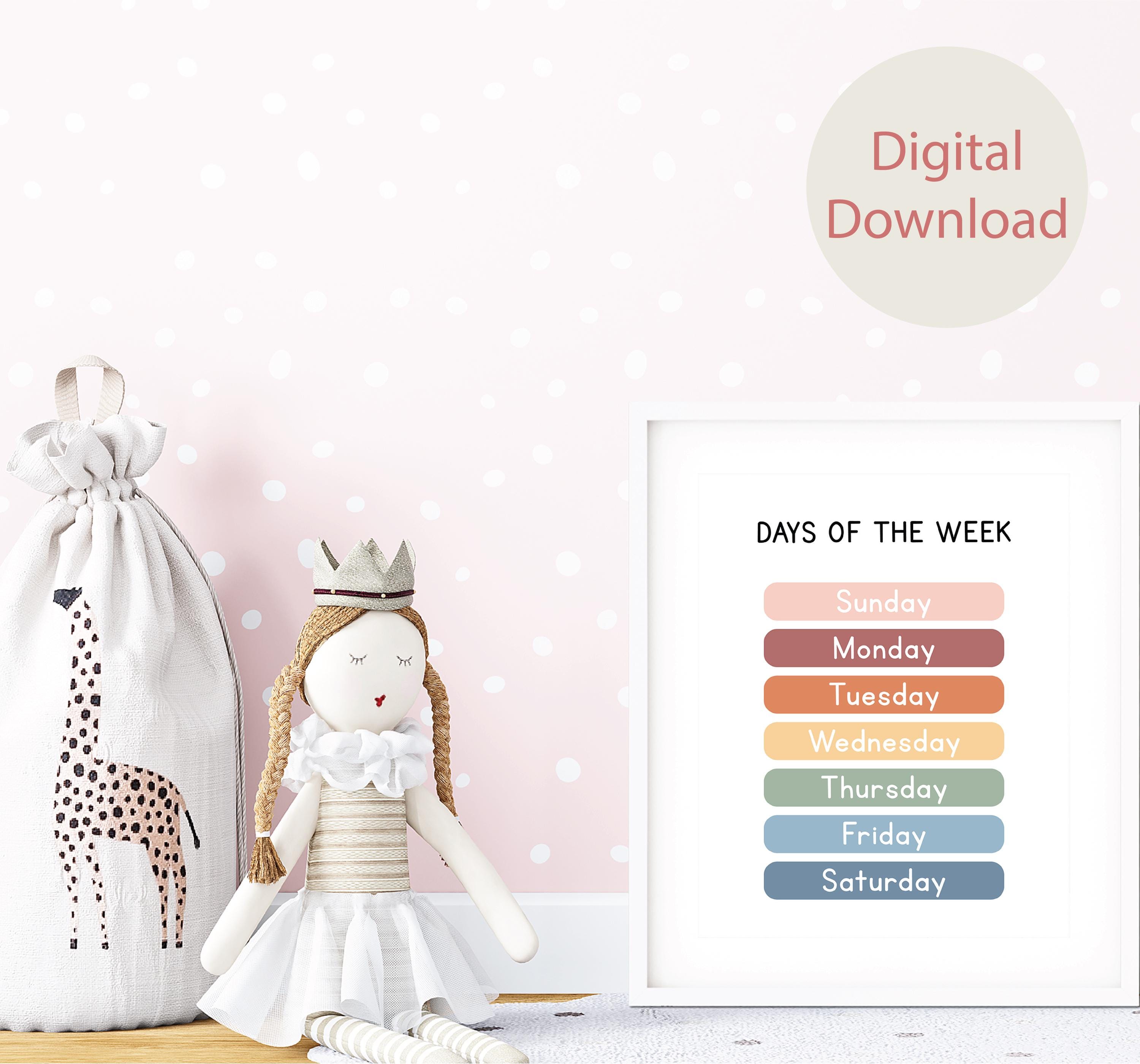 Days of the Week Poster, Homeschool Educational Poster, Montessori ...