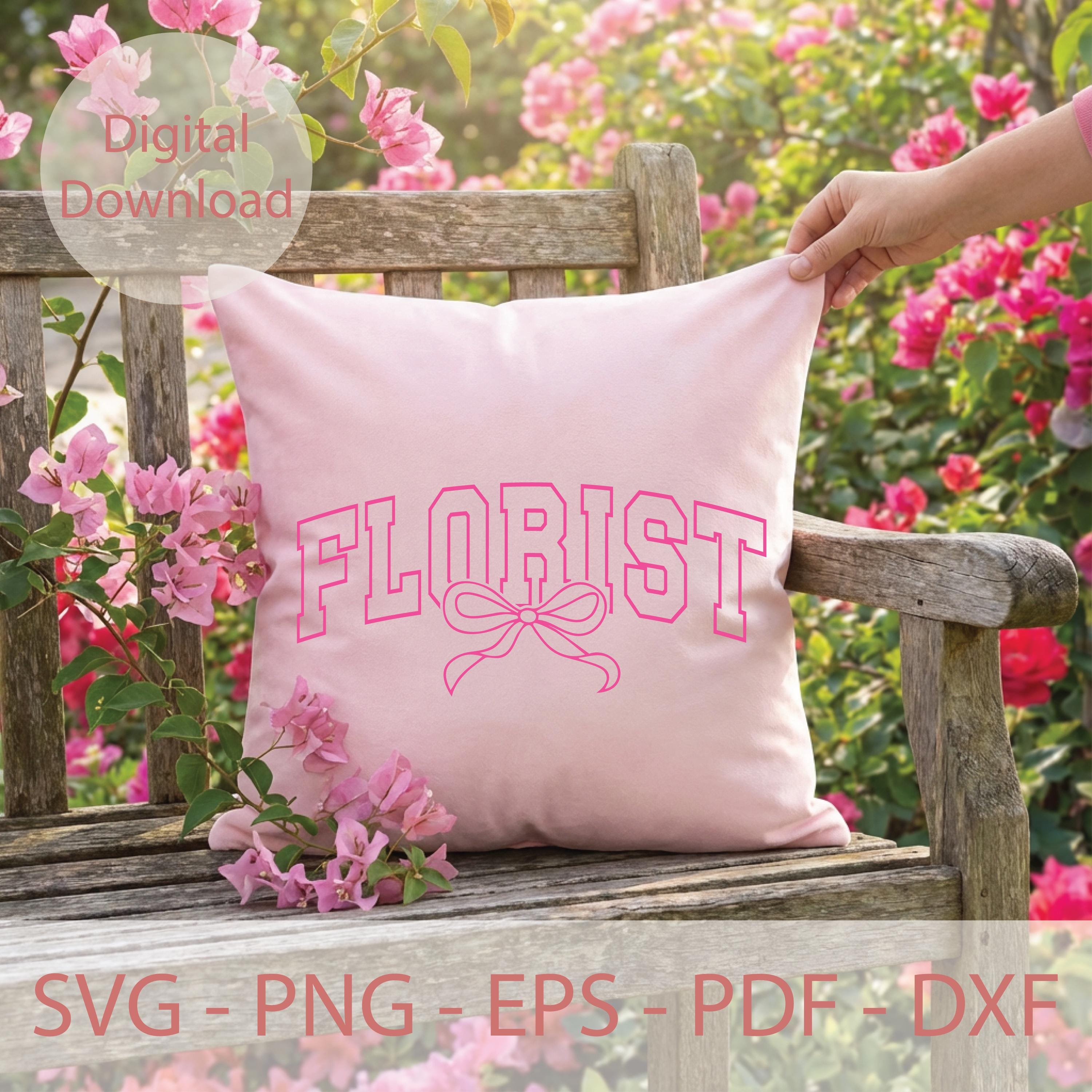 Florist Bow SVG PNG, Floral Text Design With Ribbon, Valentine Gift SVG ...