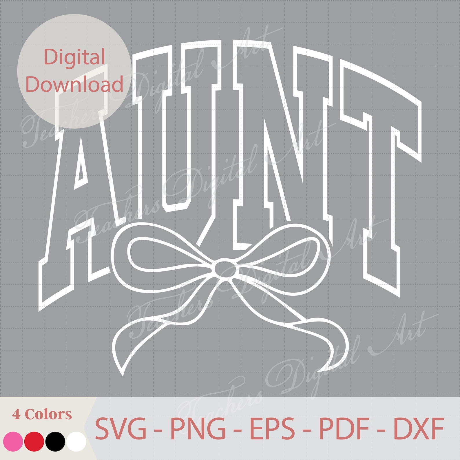AUNT Bow SVG PNG, Retro Varsity Aunt Outline Clipart, Aunt Arch Text ...
