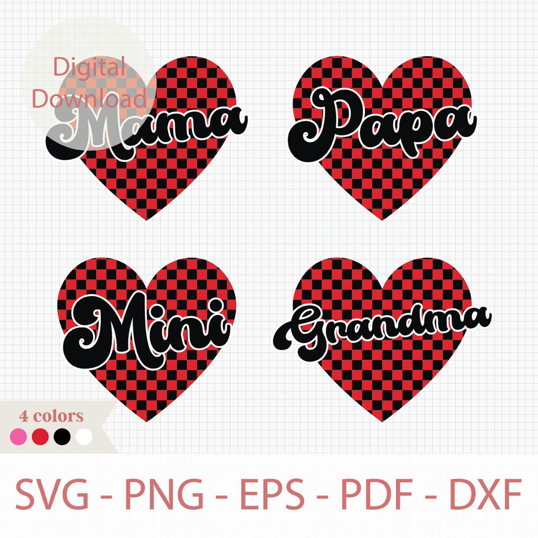 Mama Checkered Heart Svg, Checkered Mama Mini Svg Png, Papa Checkered ...