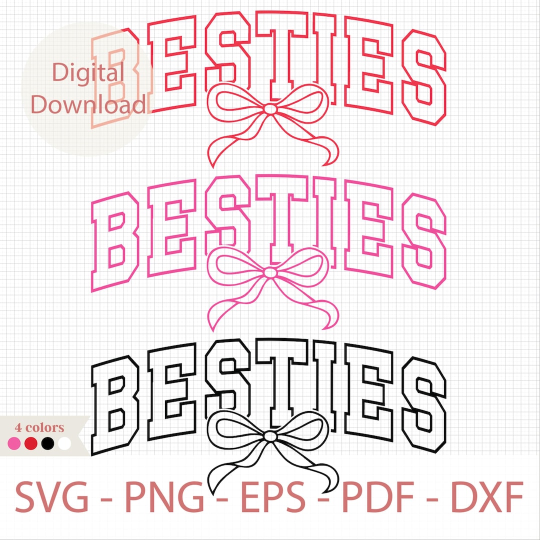 Besties Varsity Bow Svg Png, Best Friend Shirt Svg, Girls Trip Matching ...