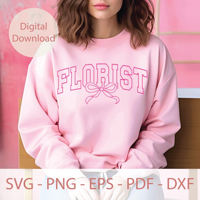 Florist Bow SVG PNG, Floral Text Design With Ribbon, Valentine Gift SVG ...