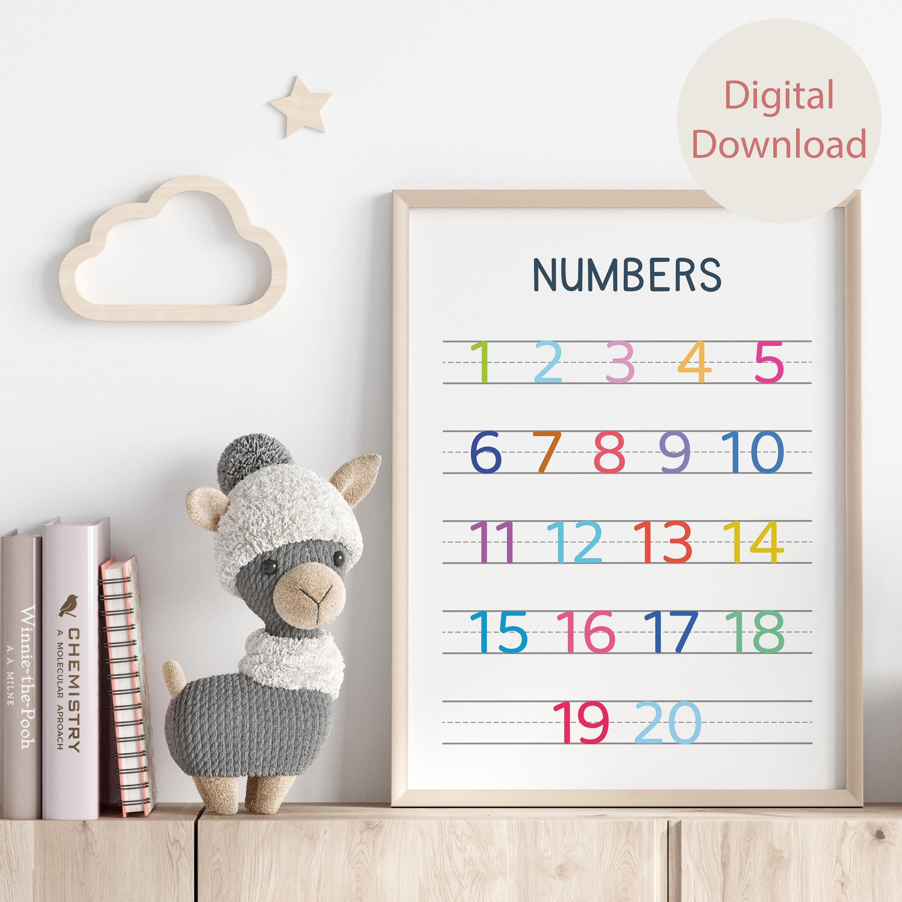 Count to 20 Printable Poster, 1-20 Numbers Chart, Numbers Educational ...