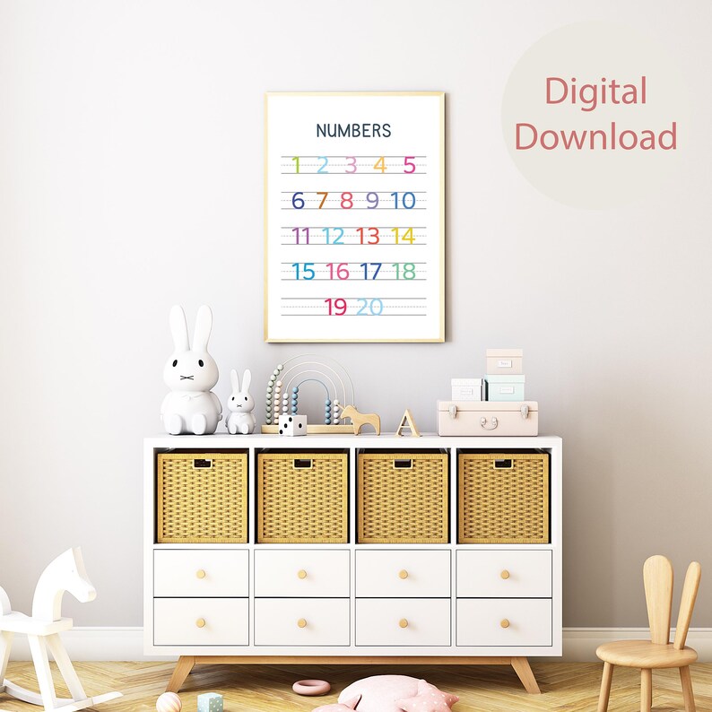 Count to 20 Printable Poster, 1-20 Numbers Chart, Numbers Educational ...