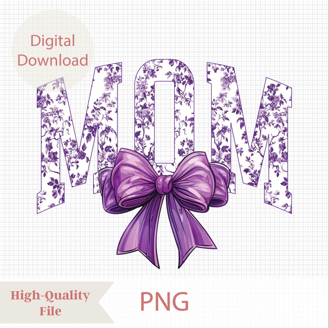 Purple Mom Chinoiserie Coquette Png, Coquette Bow Mom Png, Purple ...