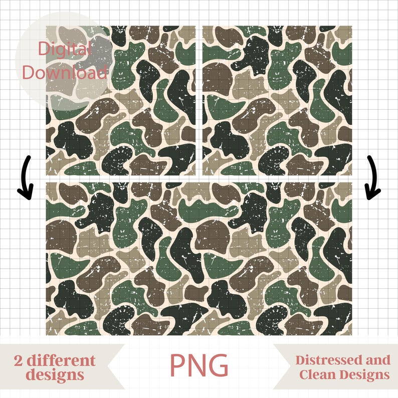 Marsh Old School Camo Seamless Pattern PNG, Distressed & Clean Camo ...