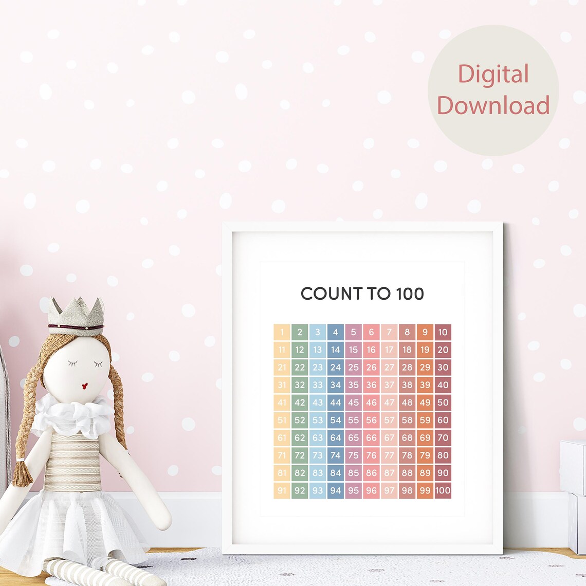 Count to 100 Chart Poster, Rainbow Numbers 1 to 100 Poster, Homeschool ...