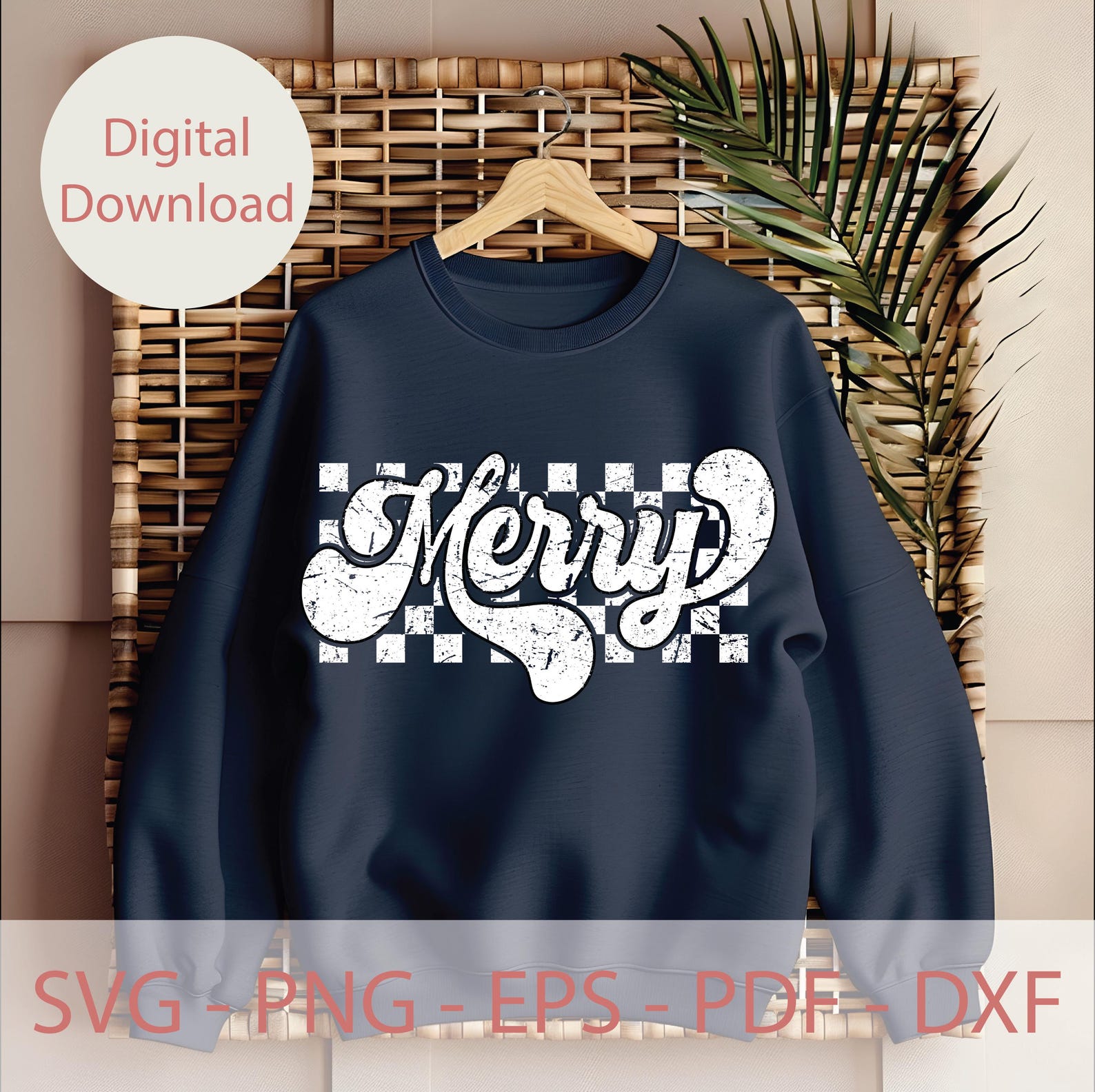 Retro Checkered Merry Svg, Checkered Merry Christmas Svg Png, Christmas ...