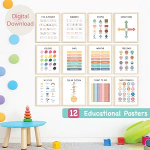 12 Educational Posters for Kids, Preschool & Elementary Learning Tools ...