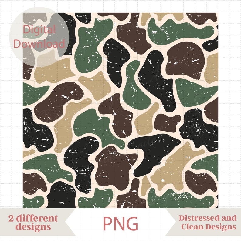 Marsh Old School Camo Seamless Pattern PNG, Distressed & Clean Camo ...