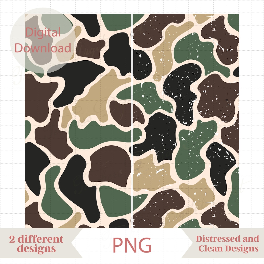 Marsh Old School Camo Seamless Pattern PNG, Distressed & Clean Camo ...