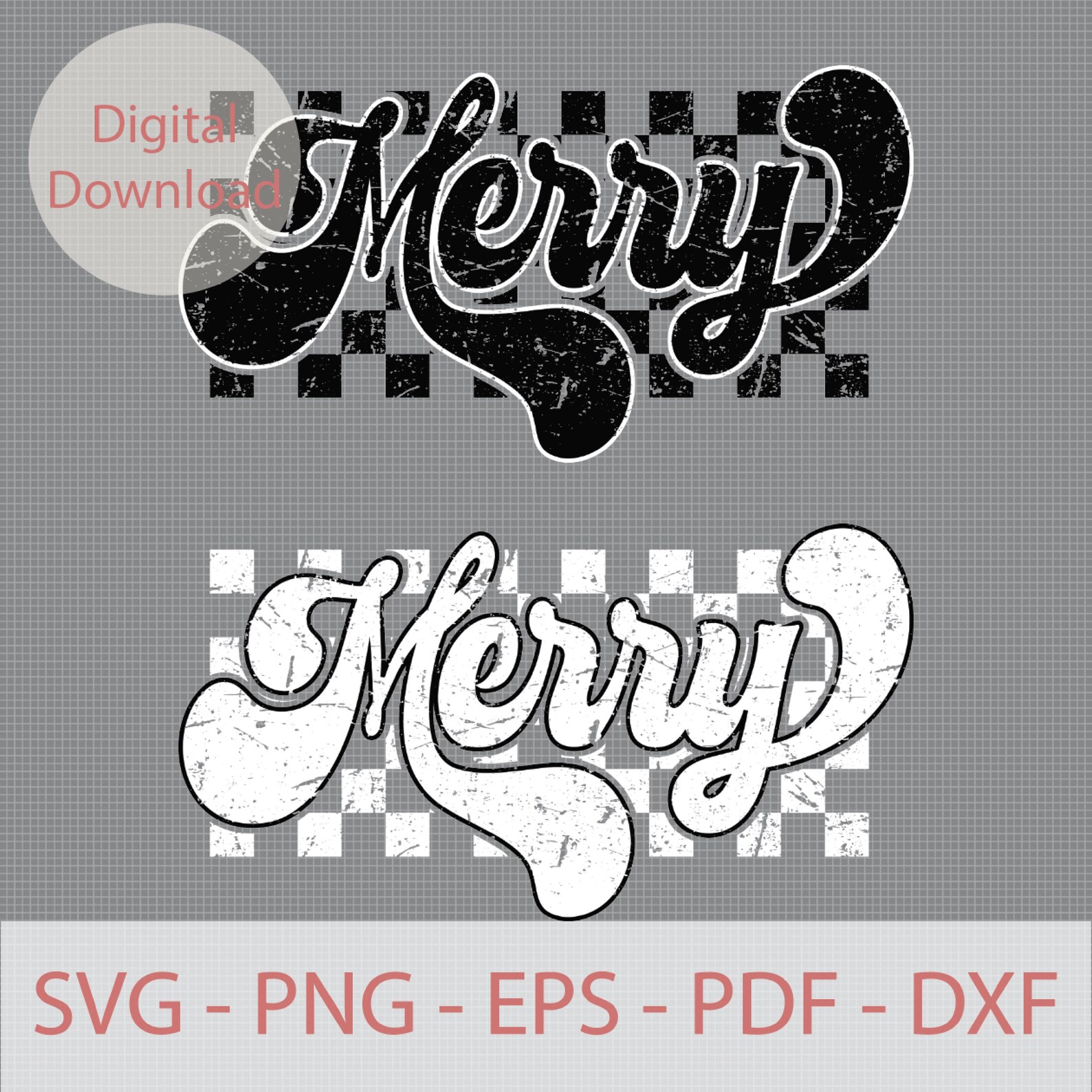 Retro Checkered Merry Svg, Checkered Merry Christmas Svg Png, Christmas ...