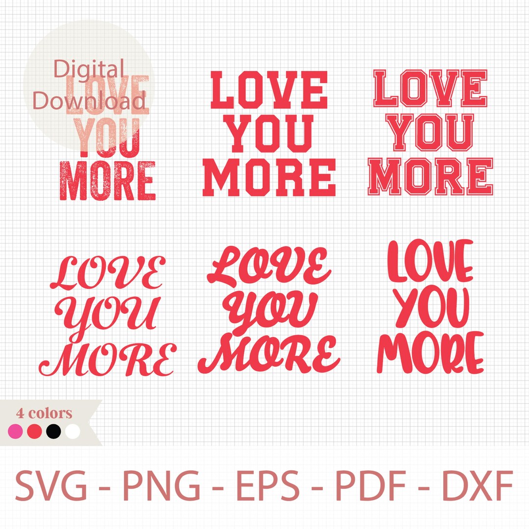 Love You More Svg, Valentine's Day Svg, Retro Love You More Svg, Love ...