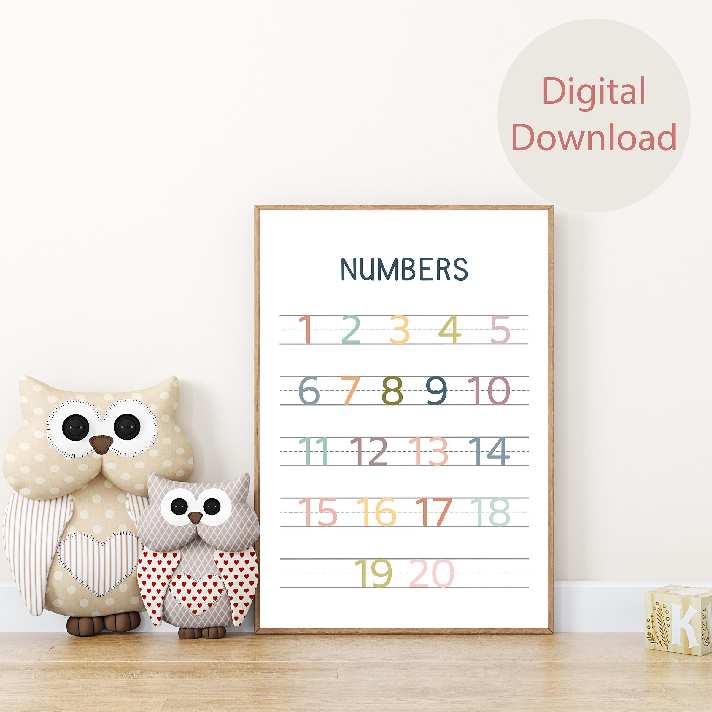 Count to 20 Printable Poster, 1-20 Numbers Chart, Numbers Educational ...