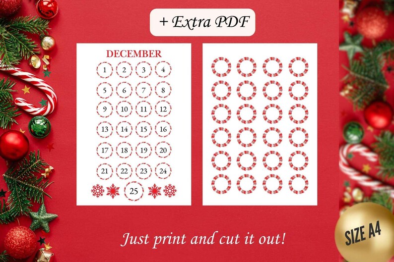Candy Cane / Advent Calendar / Christmas Candy Shape / Candy Cane ...